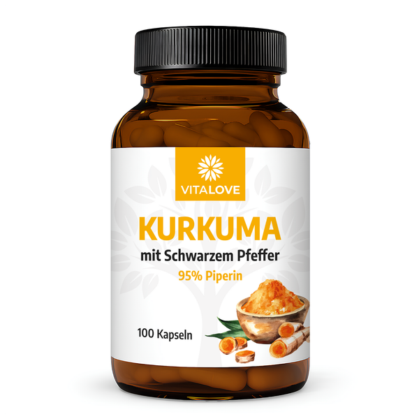 Kurkuma FORTE - mit schwarzem Pfeffer - 100 Kapseln – VITALOVE ...